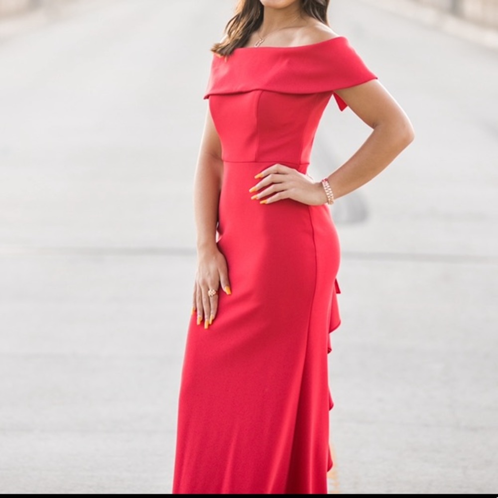 Betsy And Adam Red Gown Dress - Gem